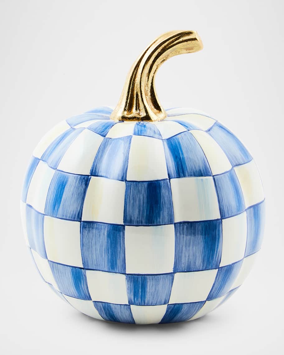 MacKenzie-Childs Royal Check Mini Pumpkin, 8.4" | Horchow