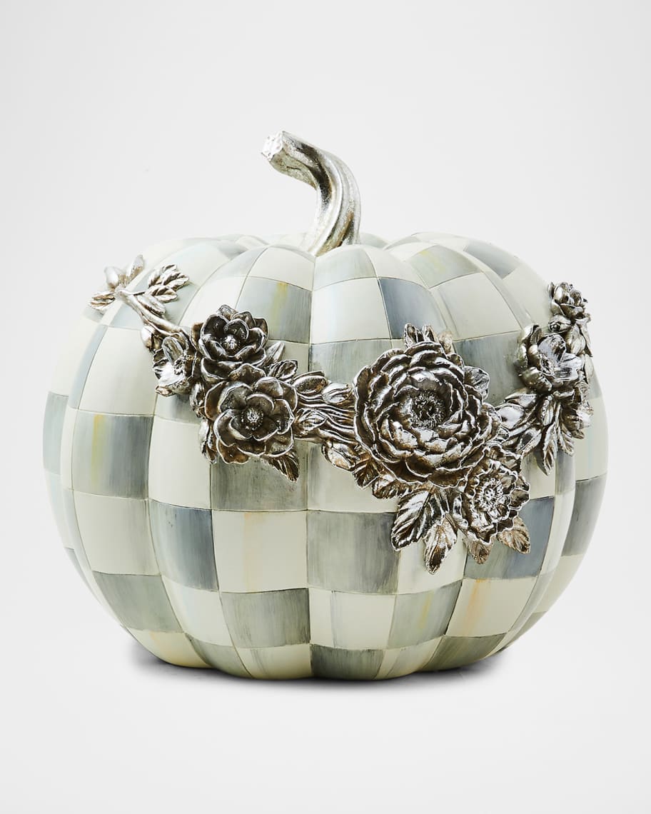 MacKenzie-Childs Sterling Check Silver Floral Garland Pumpkin | Horchow