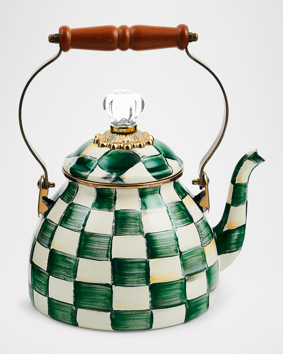 MacKenzie-Childs Emerald Check 2-Quart Tea Kettle | Horchow