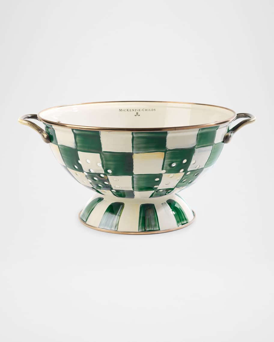 MacKenzie-Childs Emerald Check Large Colander | Horchow
