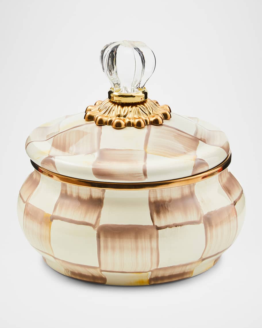 MacKenzie-Childs Mocha Check Squashed Pot, 20 oz. | Horchow