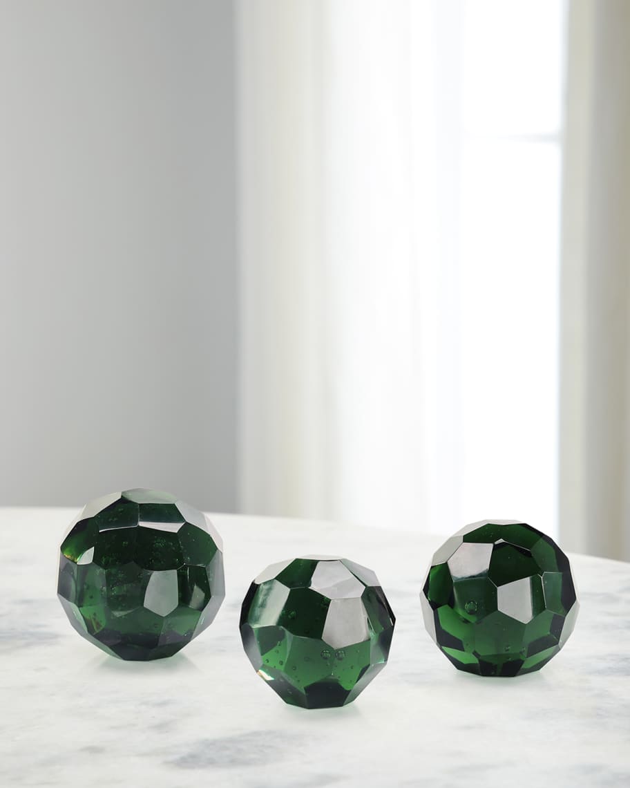 John-Richard Collection Faceted Glass Orbs, Set of 3 | Horchow