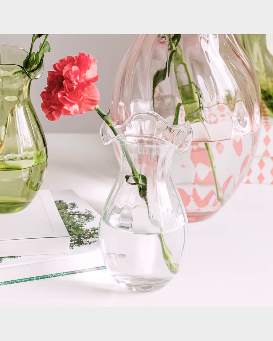 Vietri Hibiscus Clear Glass Small Fluted Vase | Horchow