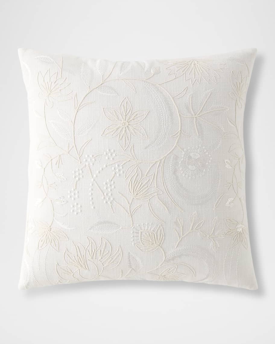 Callisto Home Lavoe Embroidered Floral Decorative Pillow, 22" Square ...