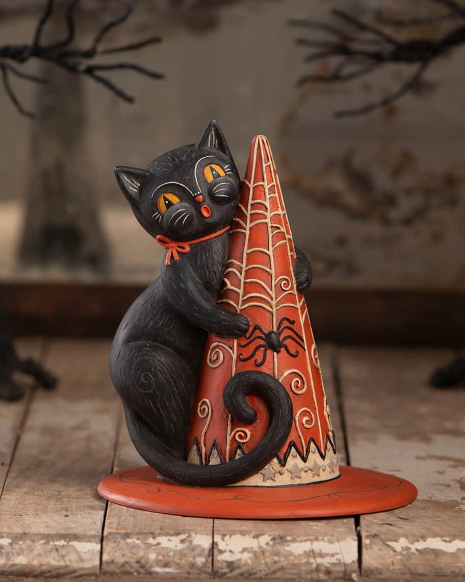 Bethany Lowe Hugga-Hat Jack Cat Figurine | Horchow