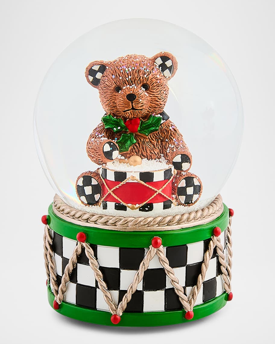 MacKenzie-Childs Holly Bear Check Snow Globe | Horchow