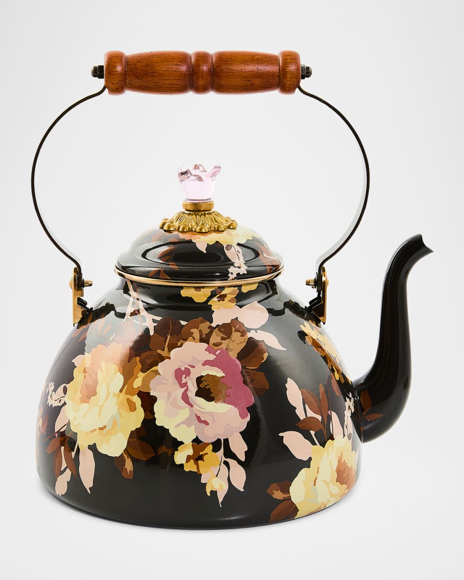 MacKenzie-Childs Wild Rose Mocha 3-Quart Tea Kettle | Horchow