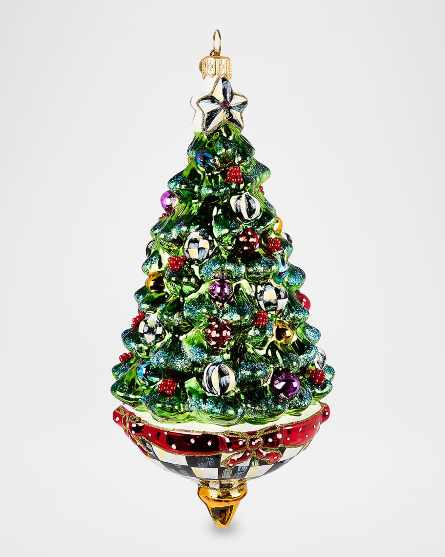 MacKenzie-Childs Tree Spinning Top Glass Christmas Ornament | Horchow