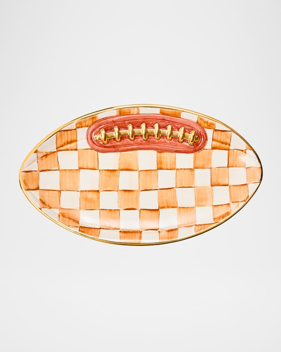 MacKenzie-Childs Sienna Check Ceramic Football Platter | Horchow