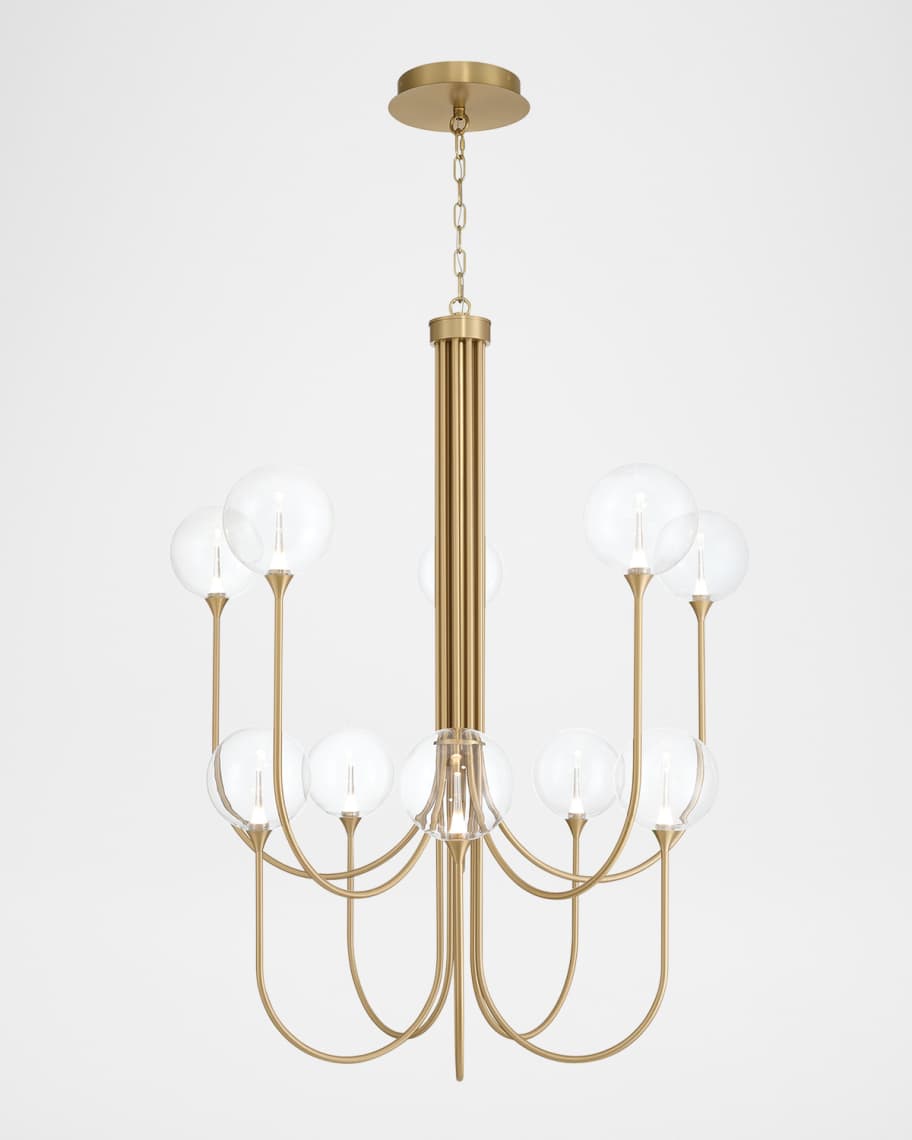 Eurofase Lissa 40" Tiered 10-Light LED Chandelier, Gold/Clear | Horchow