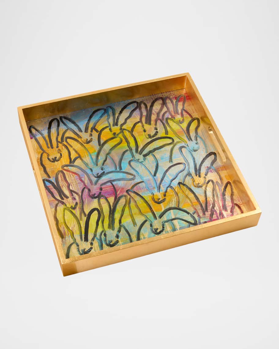 Hunt Slonem Glam Bunny Gold Leaf Serving Tray | Horchow