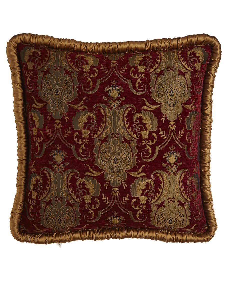 Austin Horn Collection Scarlet European Sham with Shirred Gold Welt ...
