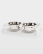 HIDDIN Clear Silver Double Bowl Pet Feeder Collection & Matching Items ...