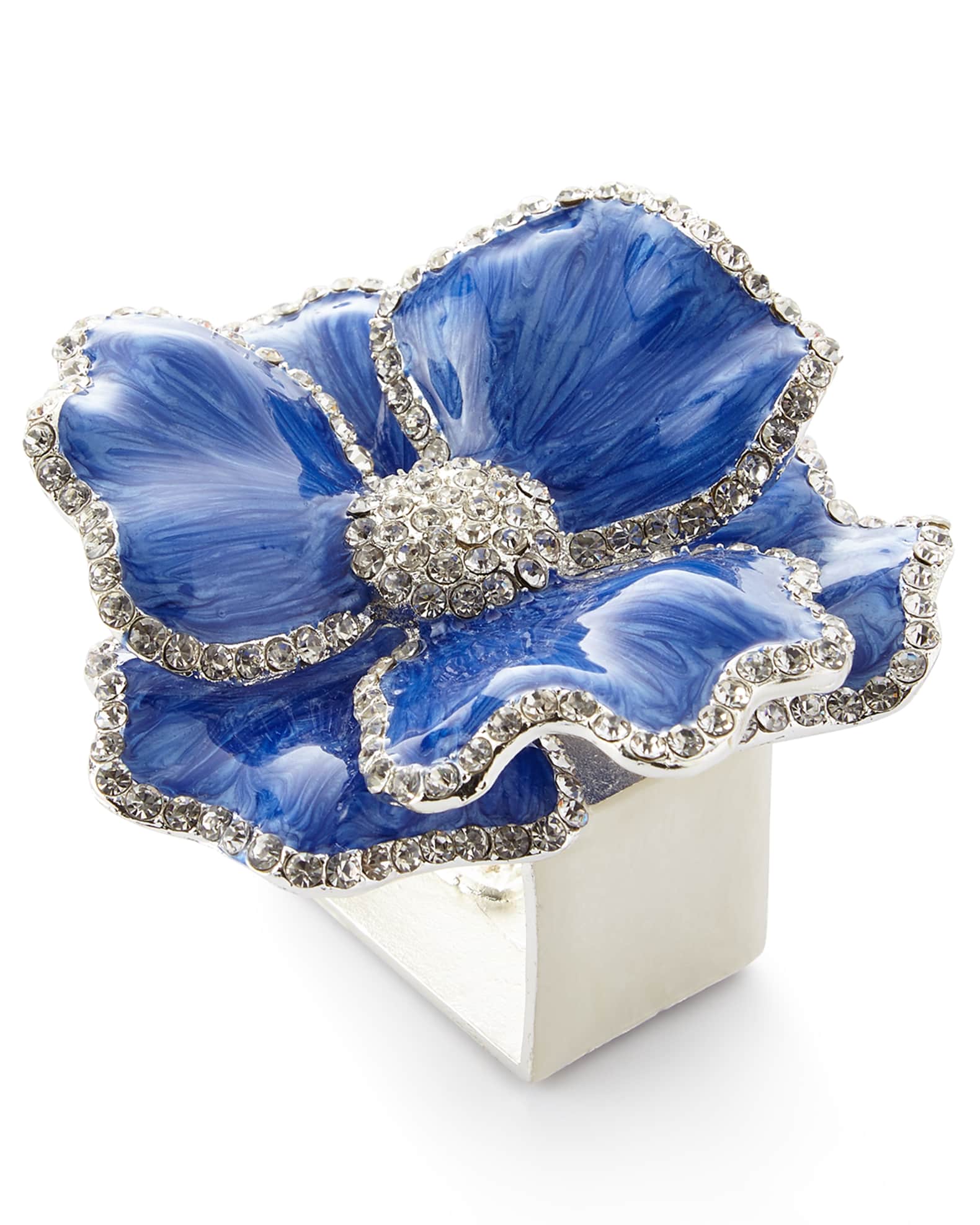 Nomi K Floral Crystal Napkin Rings Set Of Four Blue Horchow