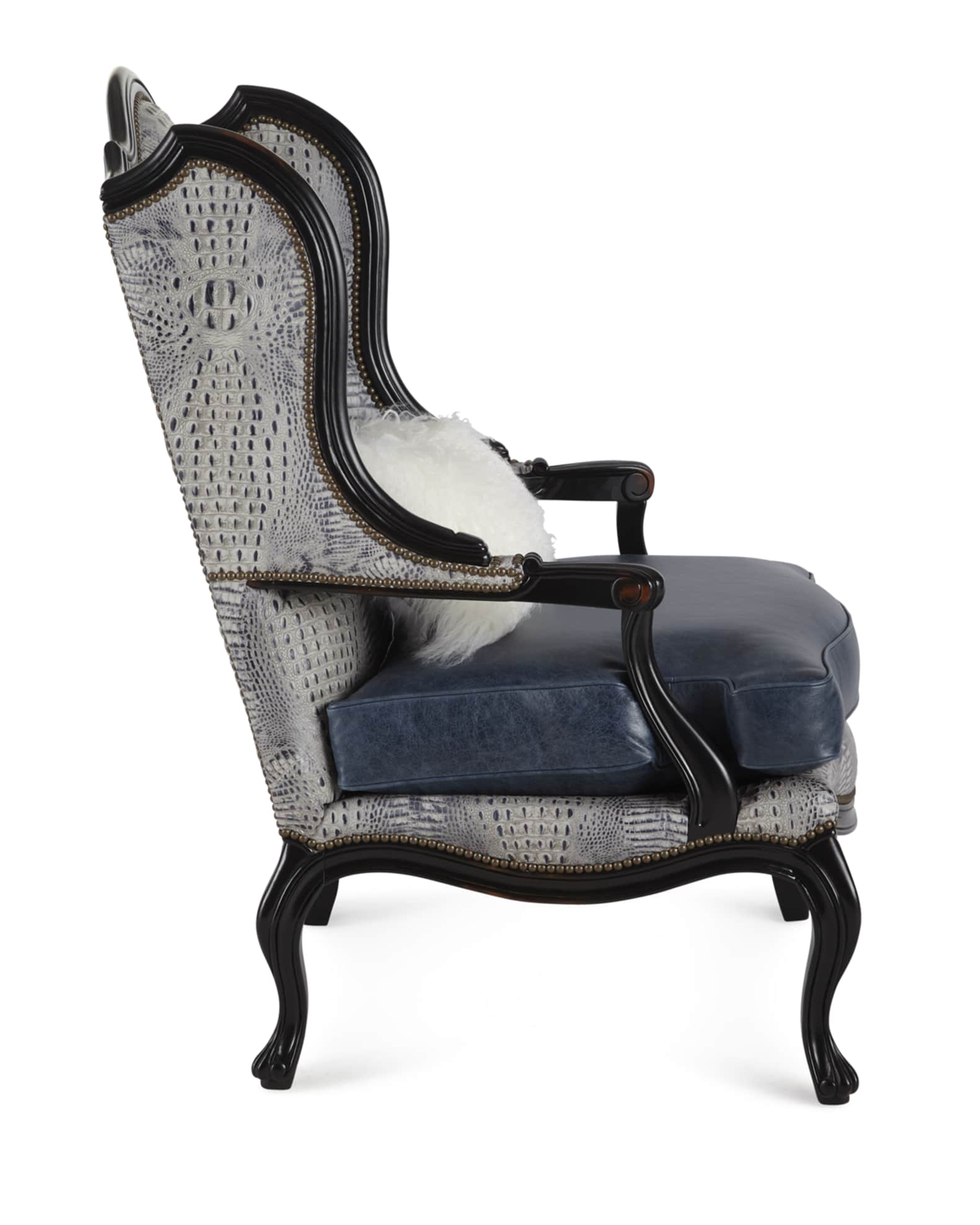 Massoud Beth Leather Wingback Chair | Horchow