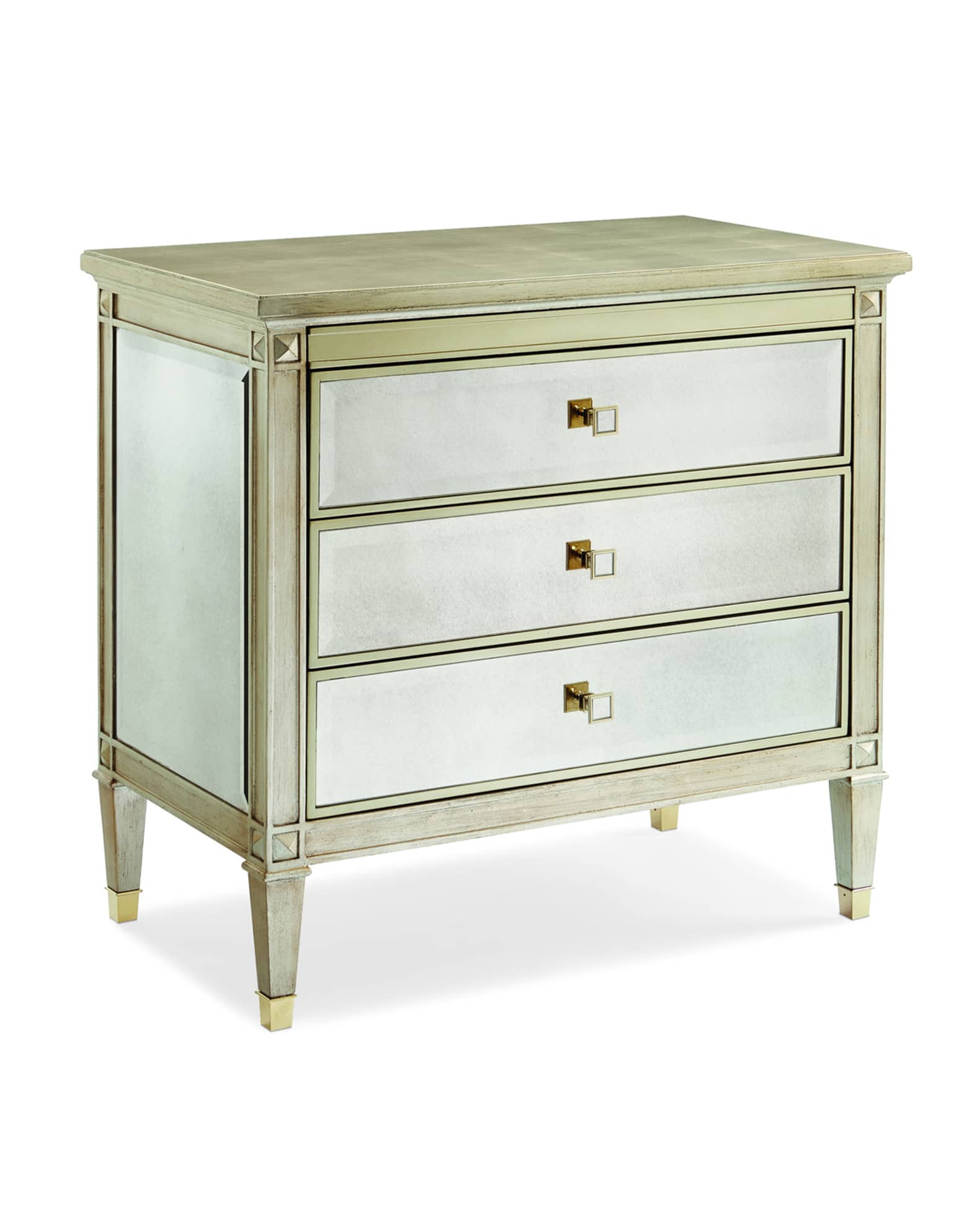 Caracole Emilee Antiqued Mirror 3 Drawer Nightstand Horchow