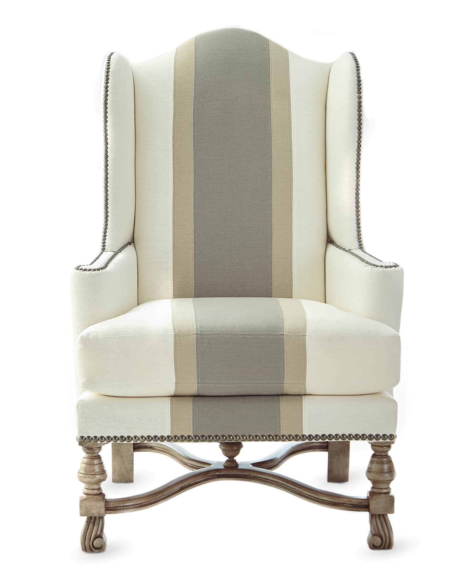 Massoud Natural Colorblock Wing Chair | Horchow