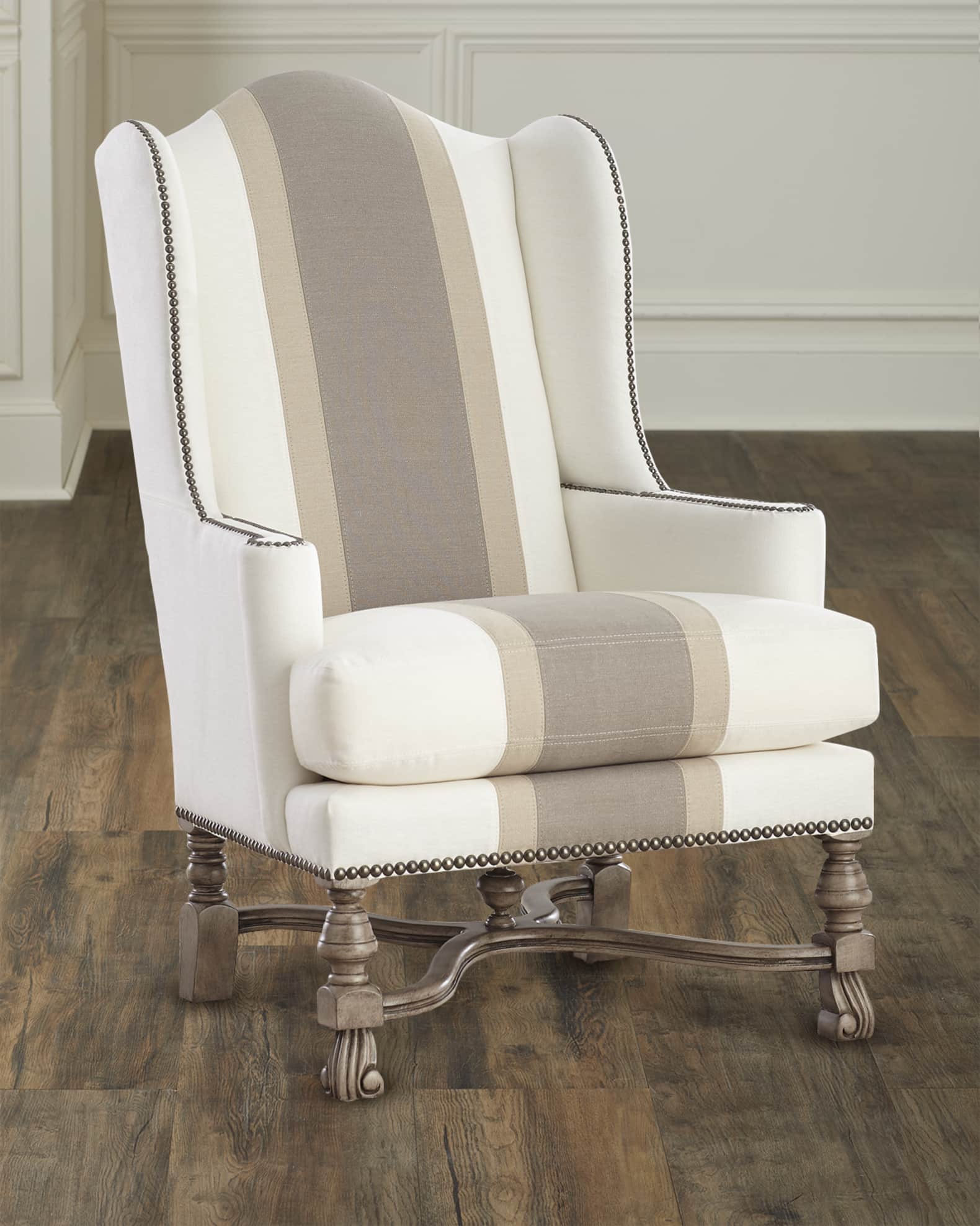 Massoud Natural Colorblock Wing Chair | Horchow