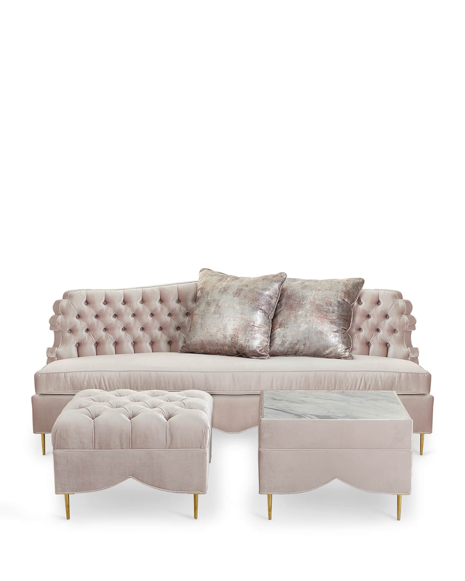 Haute House Valentina Sofa, Ottoman, and Marble-Top Side Table | Horchow