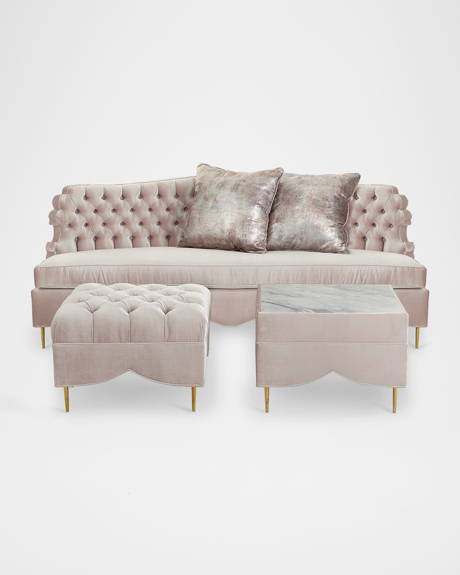 Haute House Valentina Sofa, Ottoman, and Marble-Top Side Table | Horchow