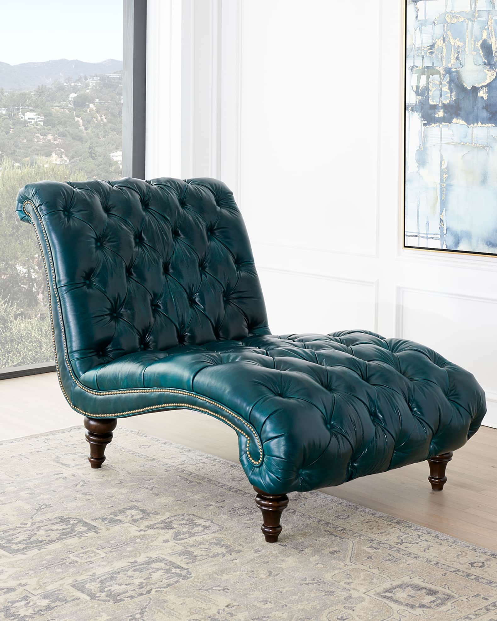Turquoise leather chair store