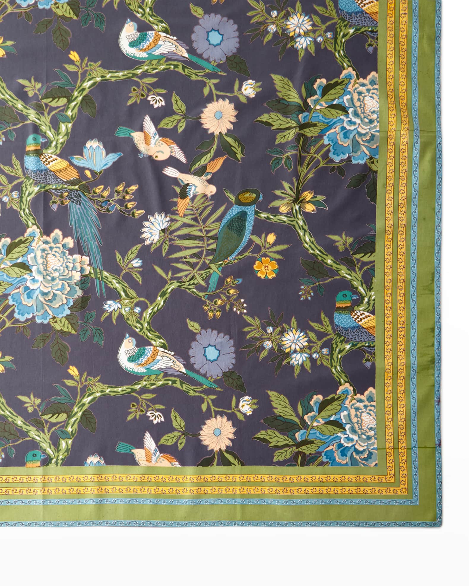 Handprint Bird Graphite Tablecloth, 72" x 108" | Horchow