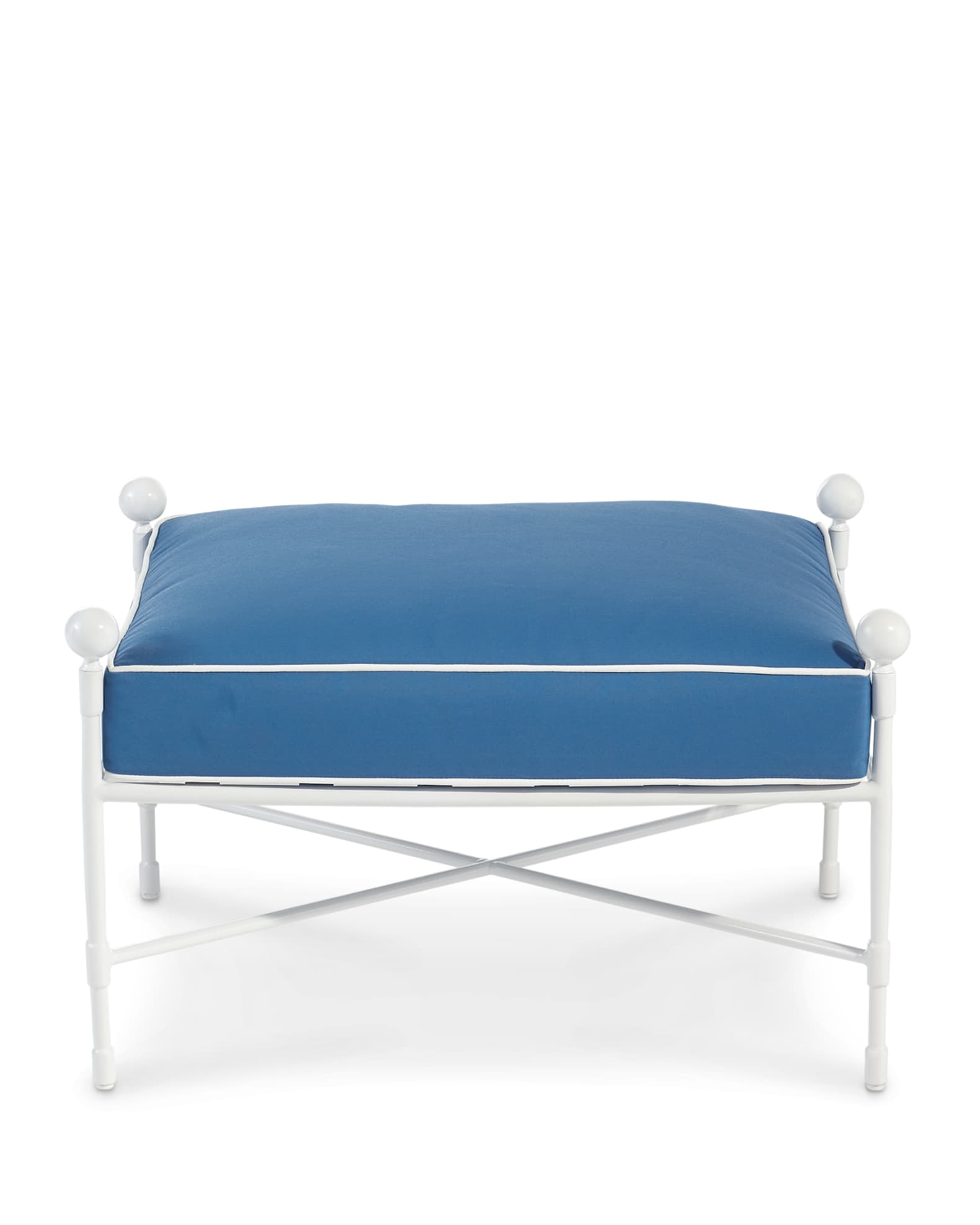 Neiman Marcus Avery Ottoman, White/Blue | Horchow