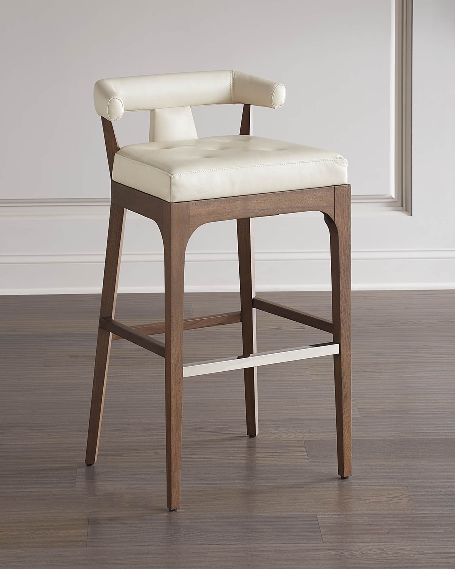 Global Views Moderno Leather Bar Stool, 31" | Horchow