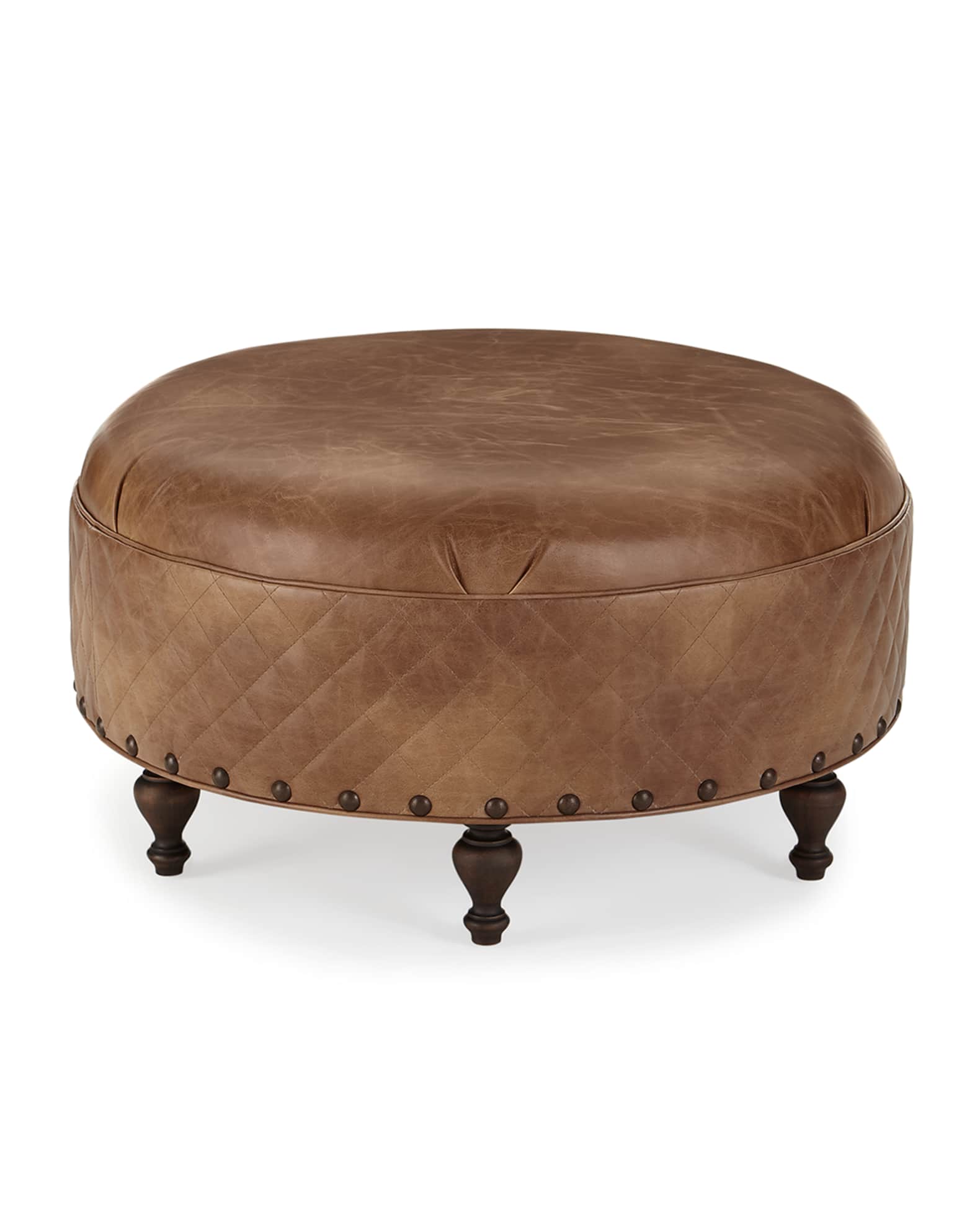 Old Hickory Tannery Carson Leather Ottoman | Horchow