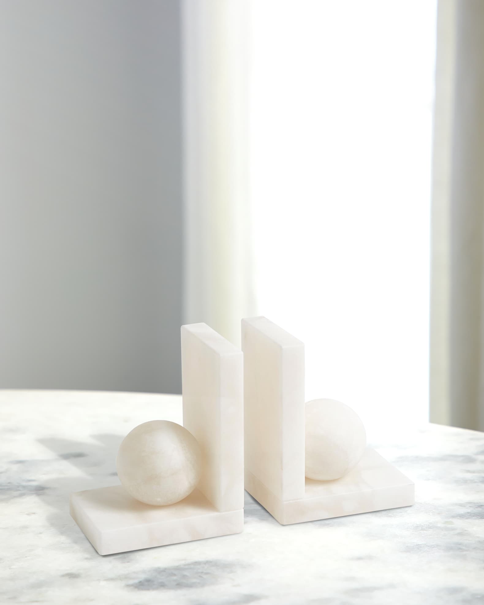 Global Views Alabaster Ball Bookends Pair | Horchow