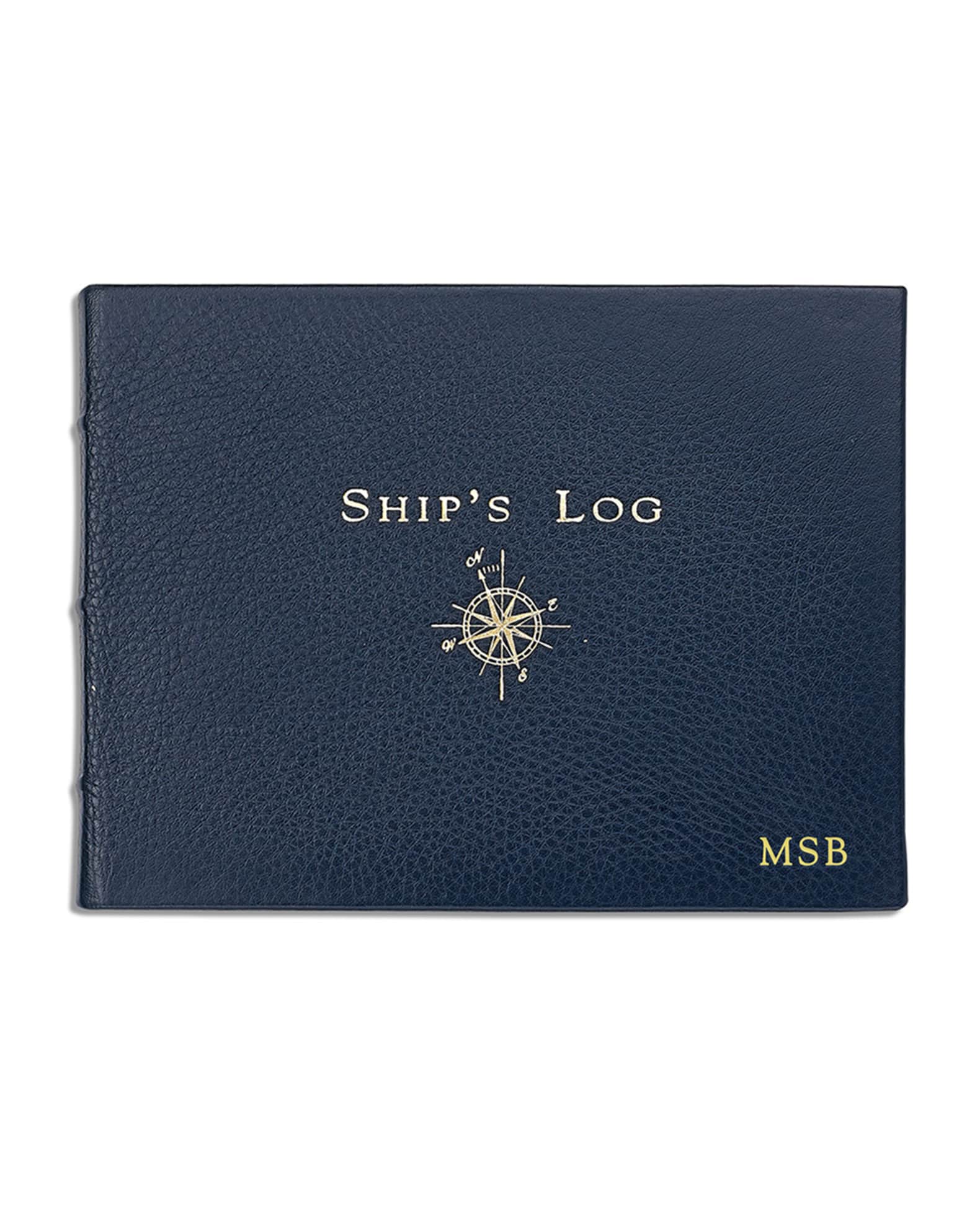 Graphic Image Ship's Log Leather Bound Book, Personalized | Horchow