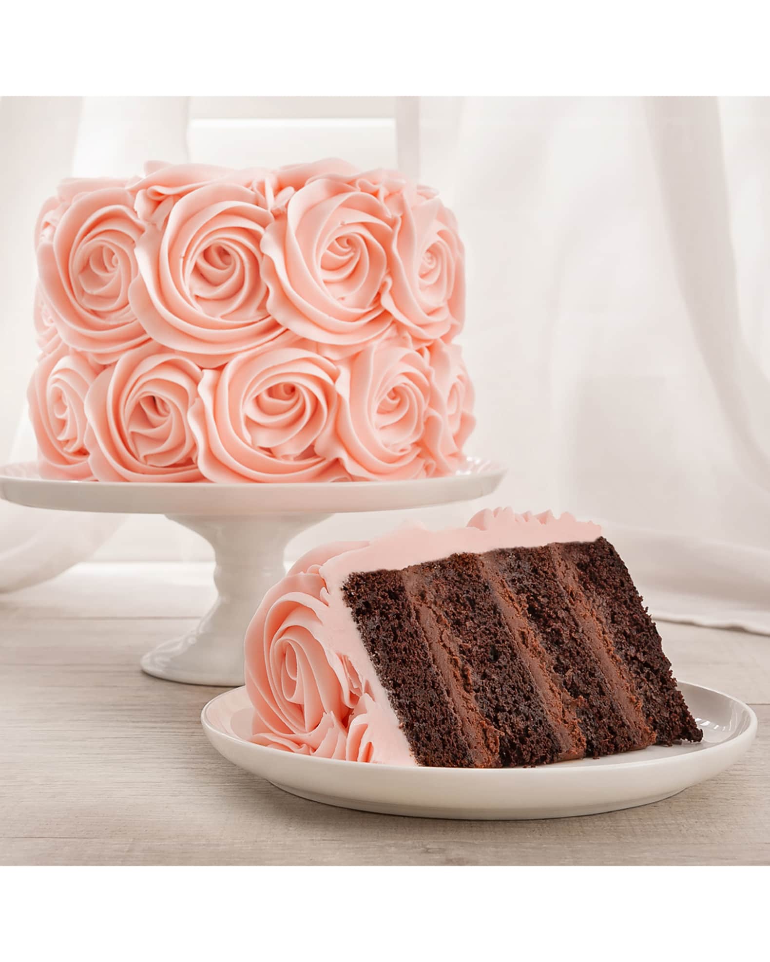 We Take The Cake Pink Rose Chocolate 4-Layer Cake, Serves 8-10 | Horchow