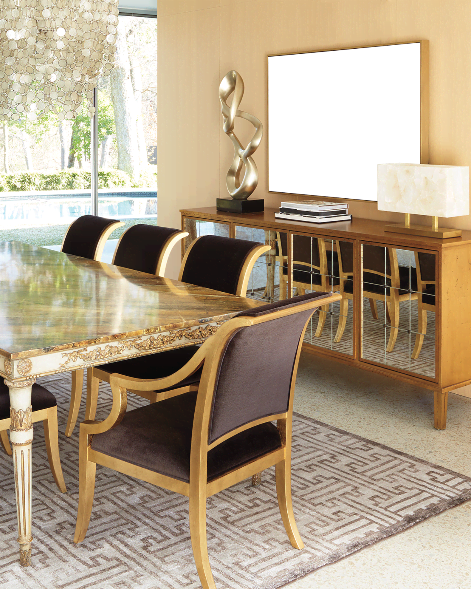 Neiman Marcus Bernadette 3-Light Capiz Chandelier | Horchow