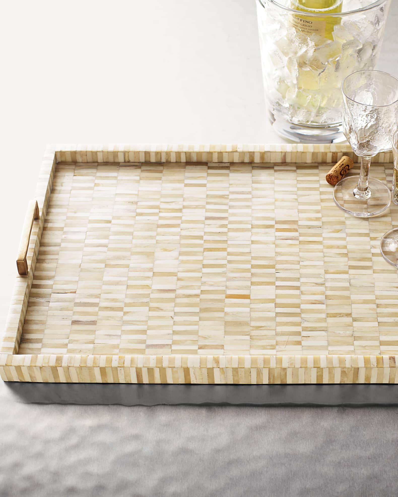 Regina Andrew Bone Tray with Brass Handles | Horchow