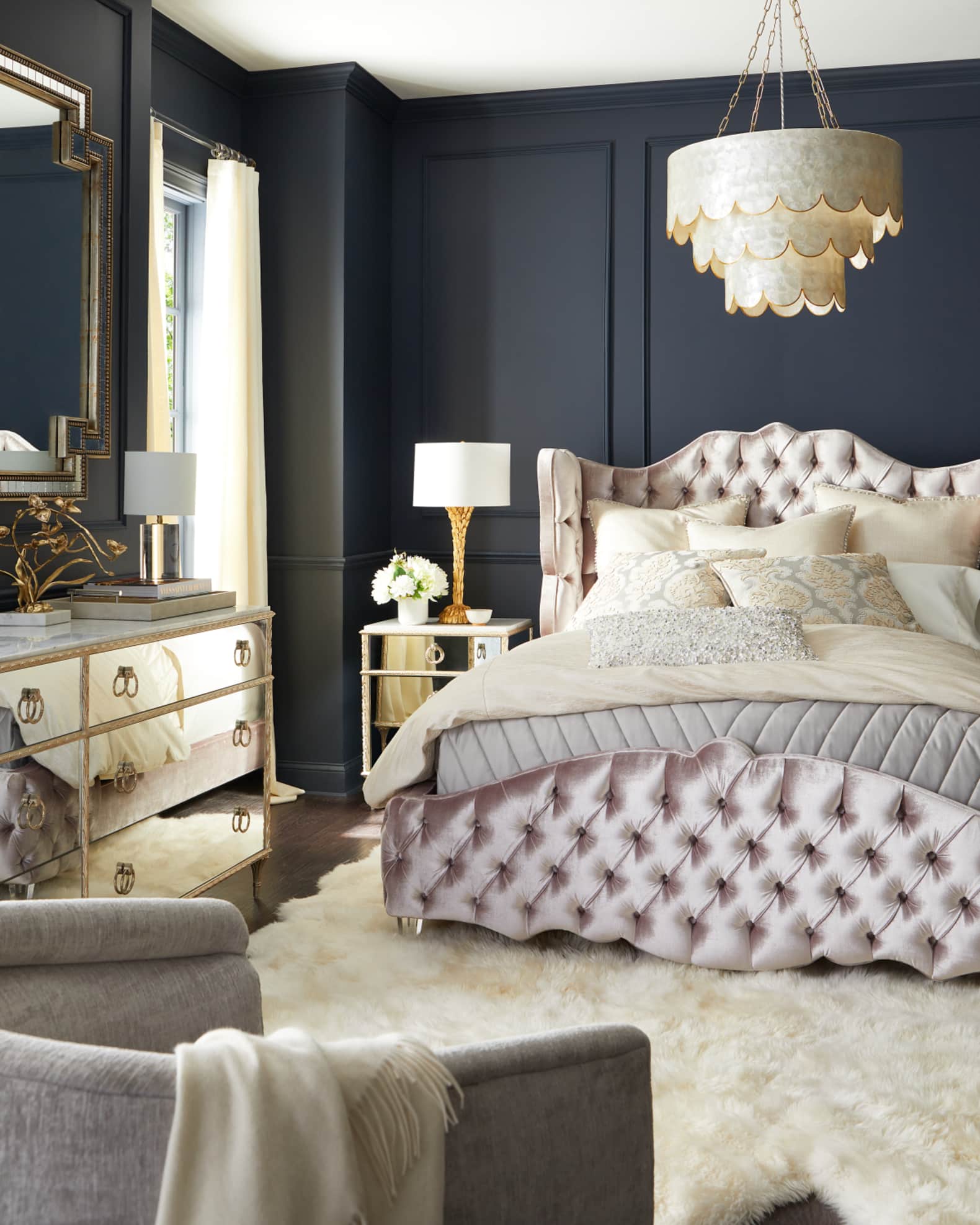 Neiman Marcus Three-Tiered Scalloped Capiz 3-Light Chandelier | Horchow