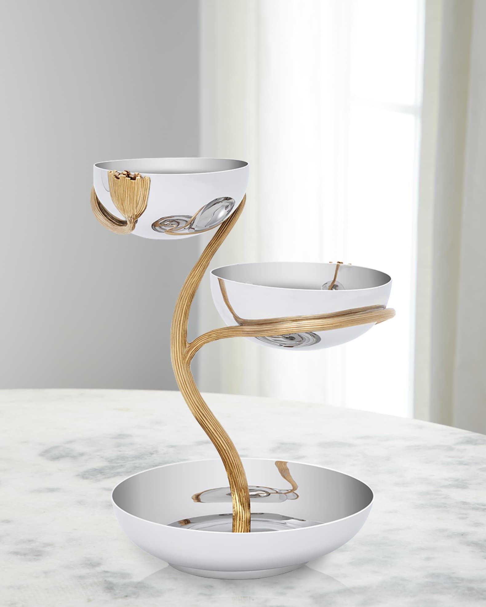L'Objet Deco Leaves Medium 3-Tier Server | Horchow