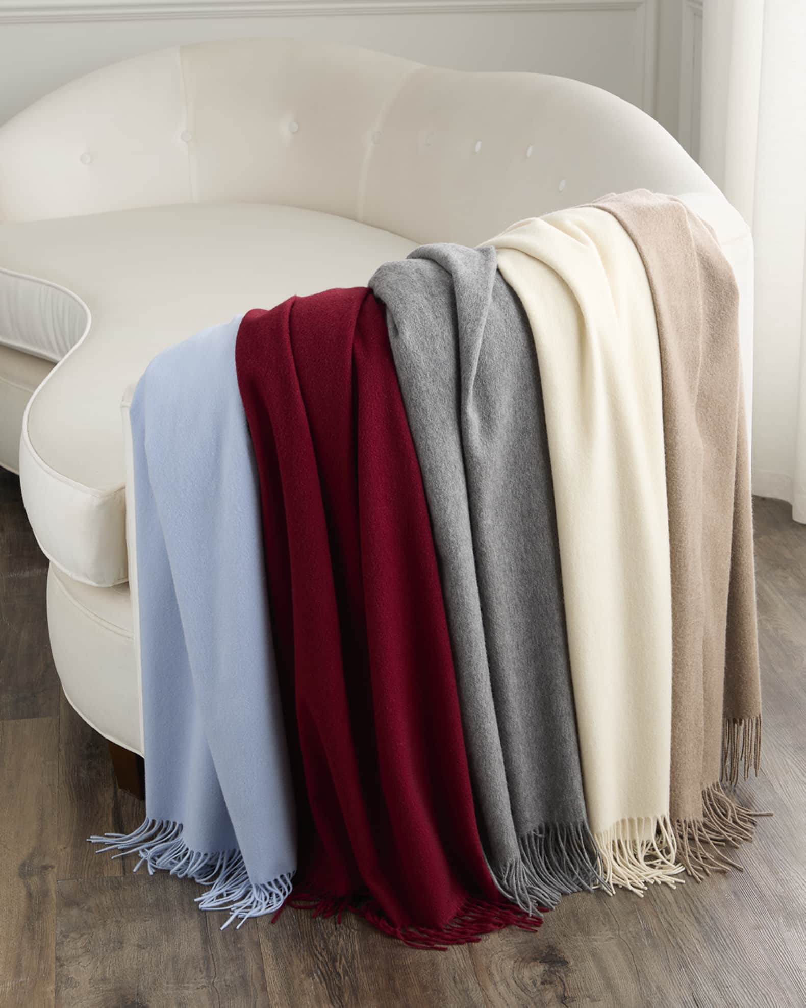 Sofia Cashmere Fringed Cashmere Throw | Horchow