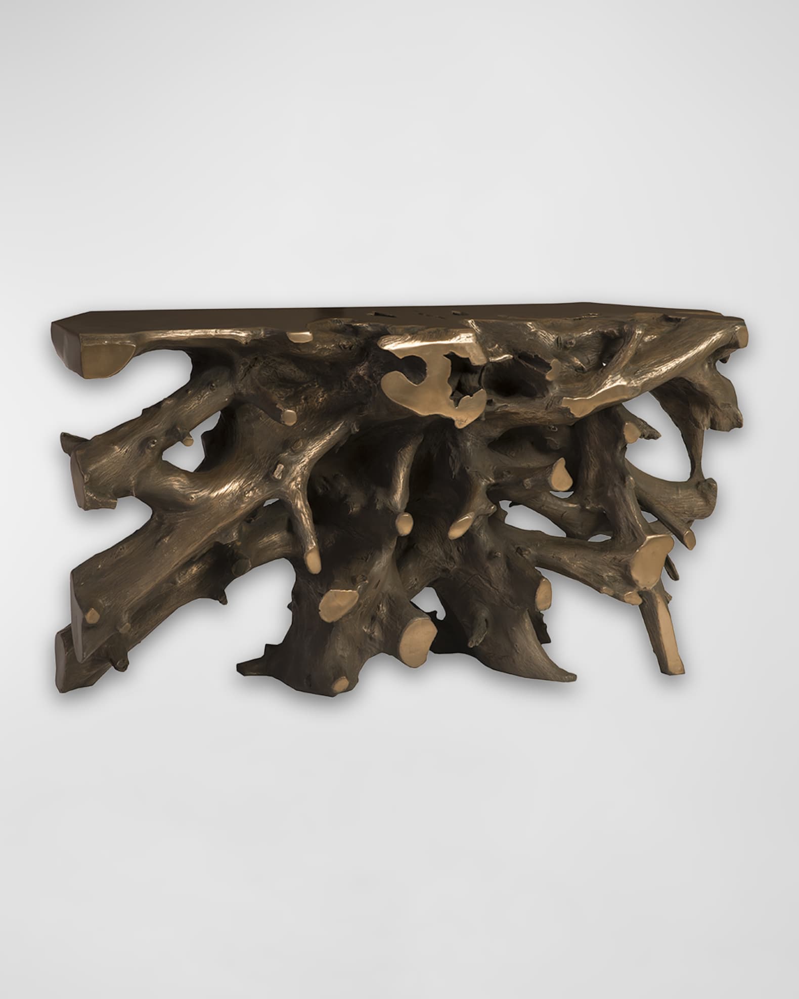 Phillips Collection Bronze Cast Root Teak Outdoor Console Table | Horchow