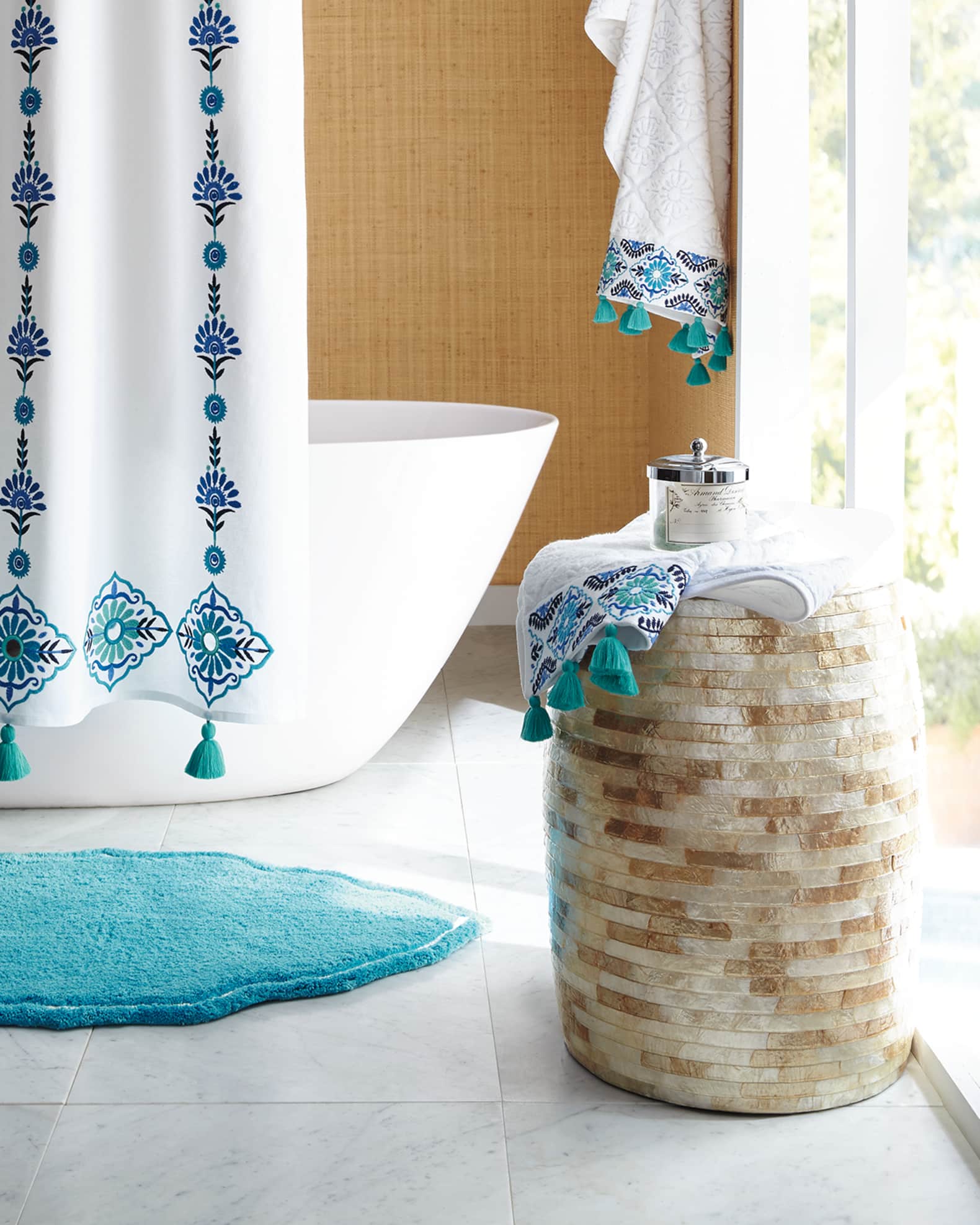 Neiman Marcus Capiz Barrel Garden Stool | Horchow