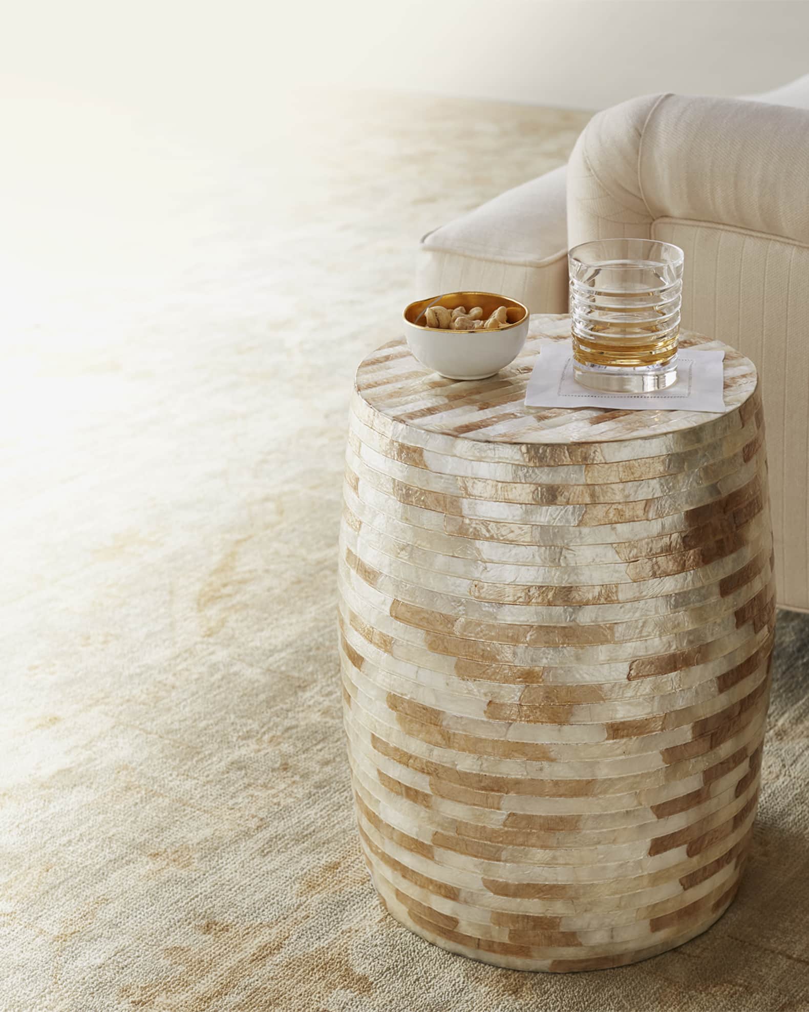 Neiman Marcus Capiz Barrel Garden Stool | Horchow