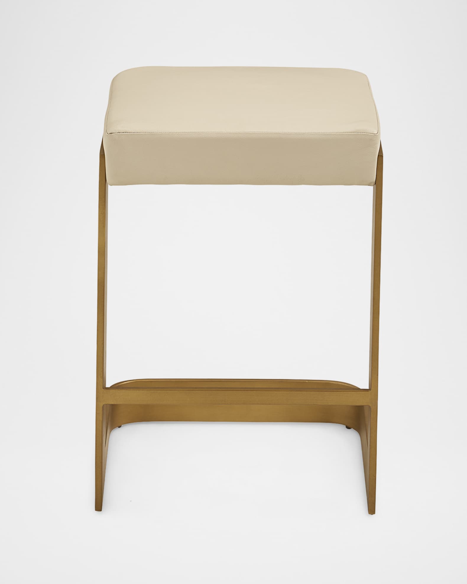 Global Views Jordan Leather & Brass Counter Stool, 25" | Horchow