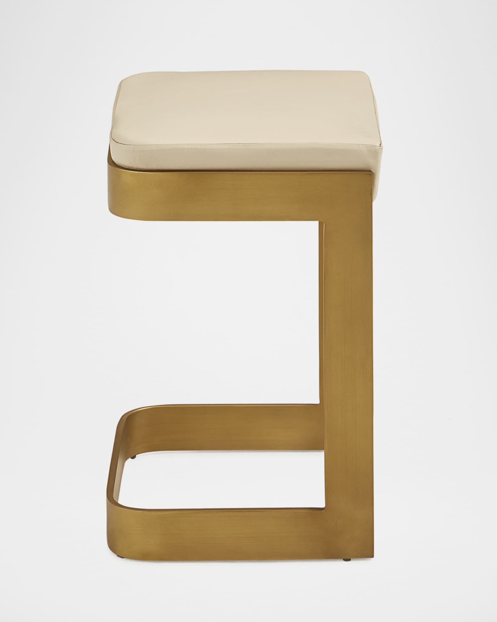 Global Views Jordan Leather & Brass Counter Stool, 25" | Horchow