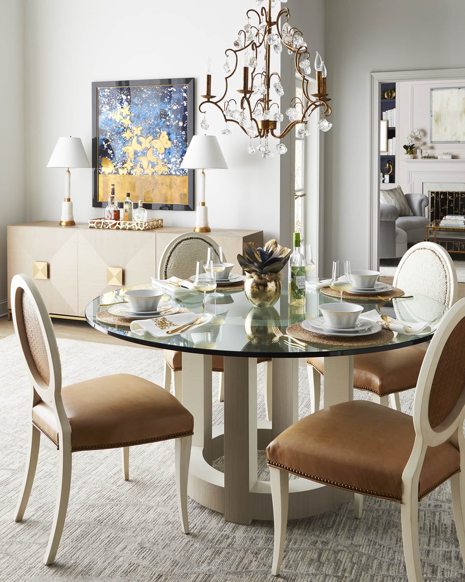 Bernhardt Axiom Round Glass-Top Dining Table, 60" | Horchow