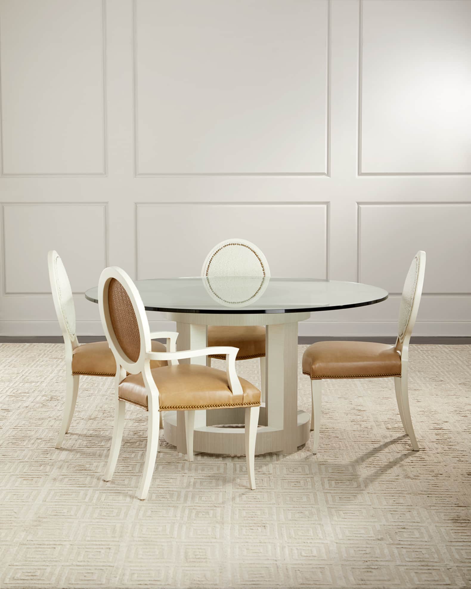 Bernhardt Axiom Round Glass-Top Dining Table, 60" | Horchow