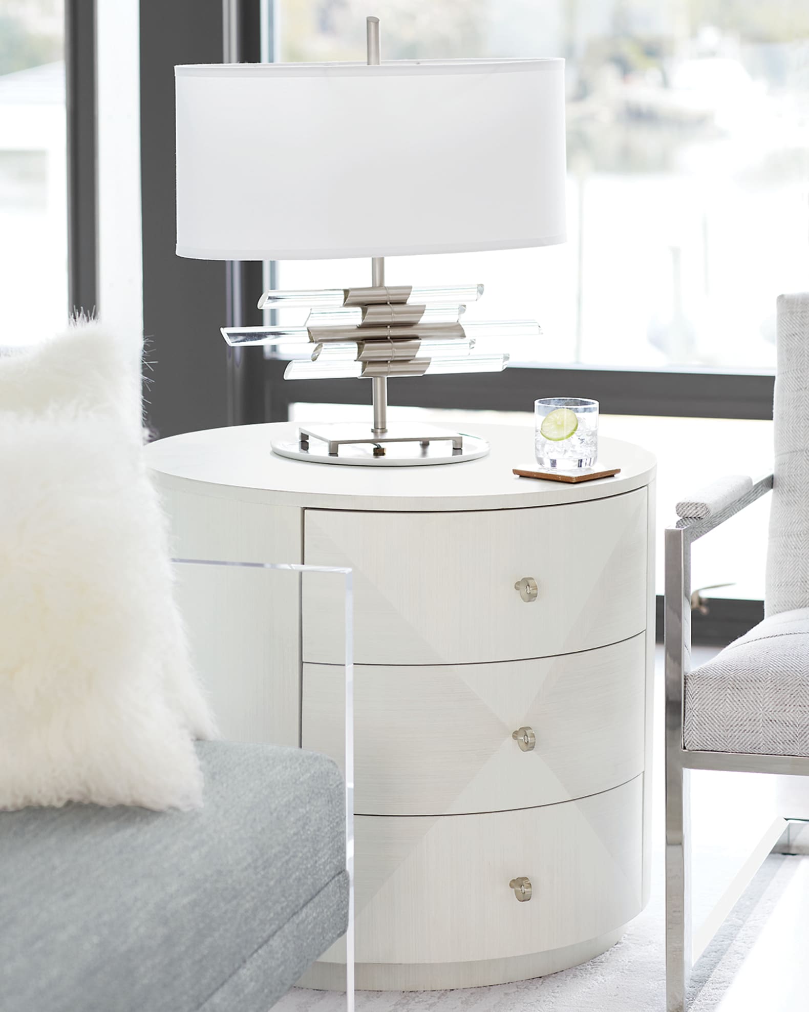 Bernhardt Axiom Round 3-Drawer Side Table | Horchow