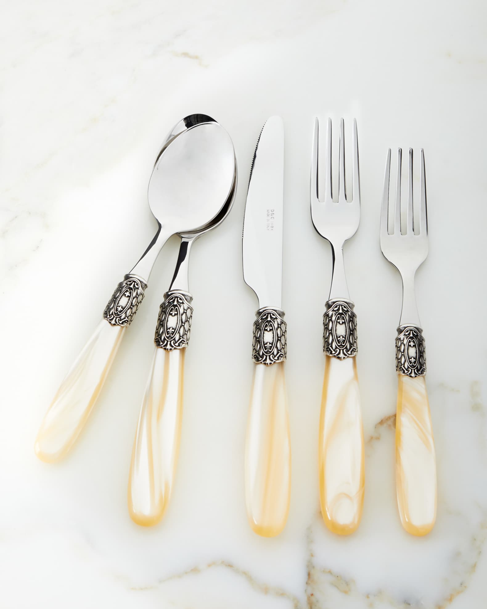 Neiman Marcus 20-Piece Victoria Shine Flatware Set, Champagne | Horchow