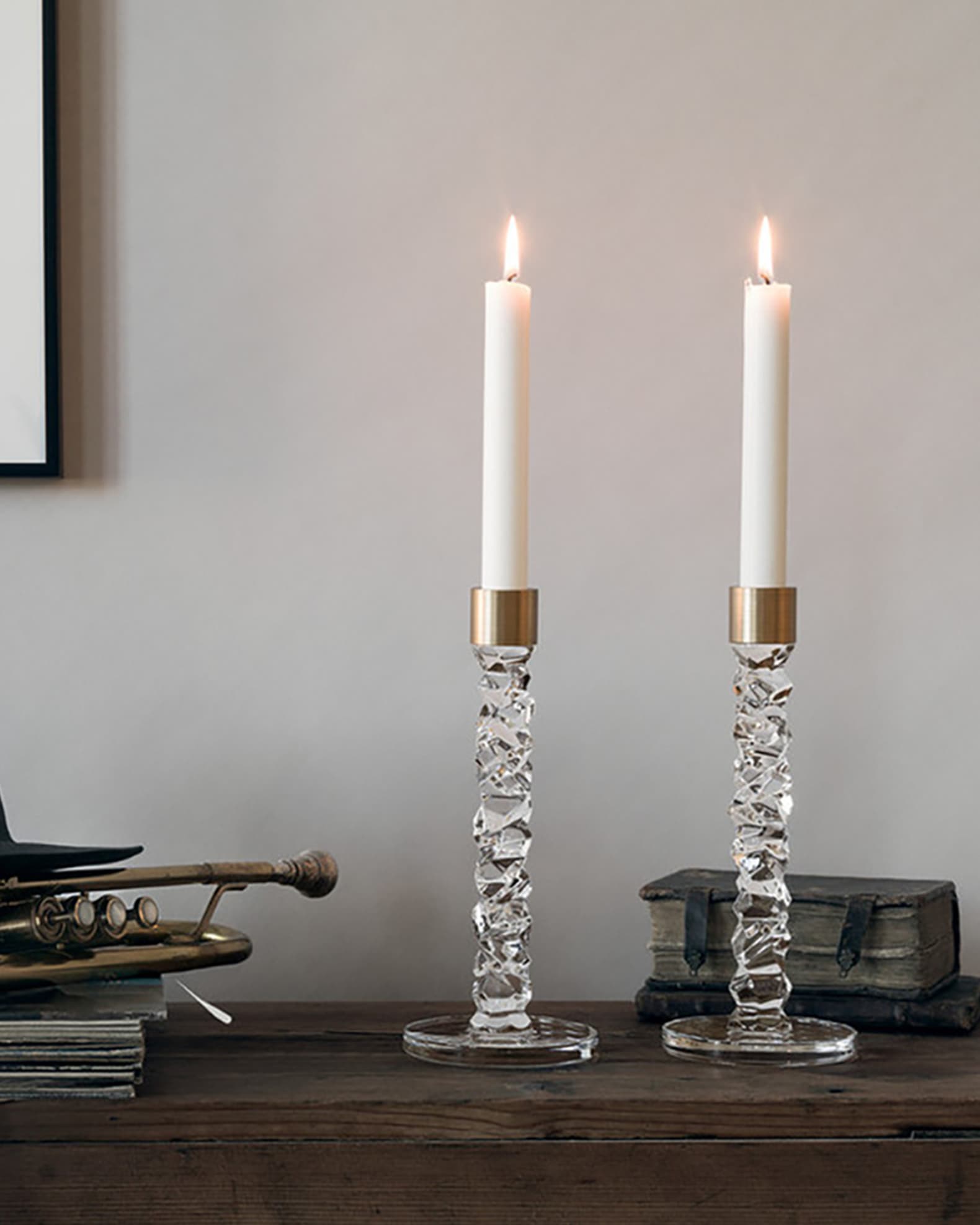 Orrefors Carat Brass Candlesticks, Set of 2 | Horchow