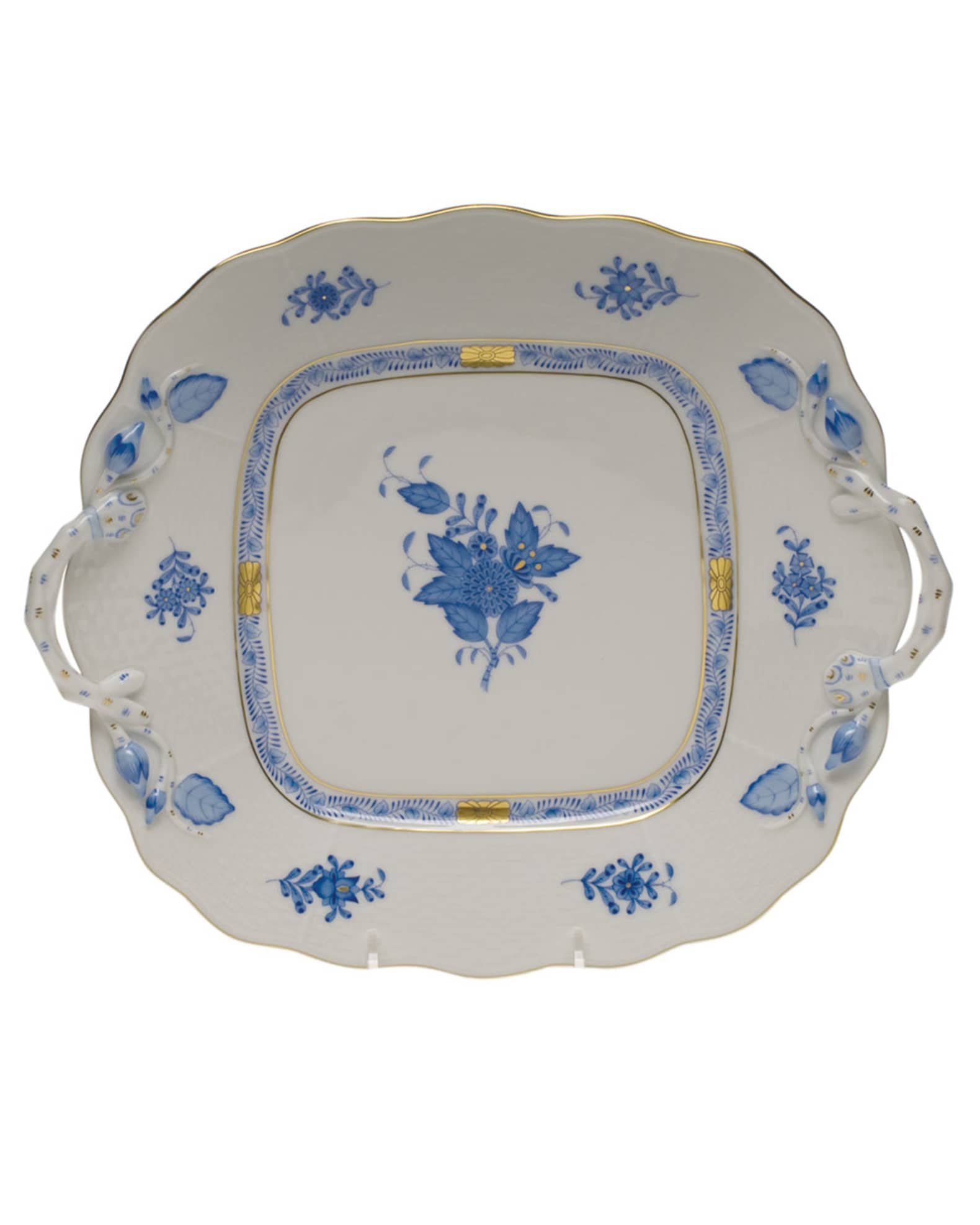 Herend Chinese Bouquet Blue Butter Dish with Branch Handles | Horchow