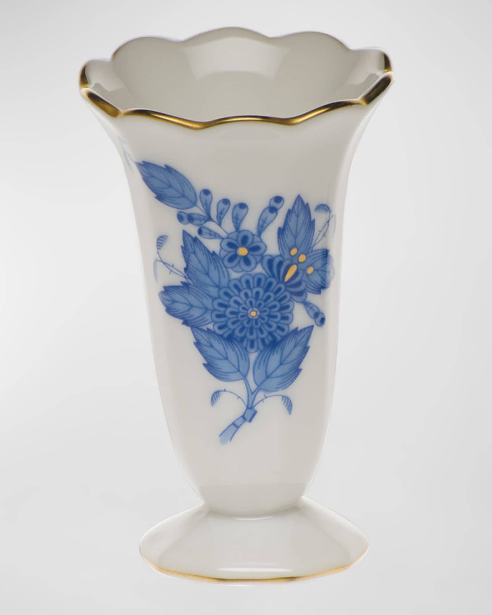 Herend Chinese Bouquet Blue Scalloped Bud Vase | Horchow