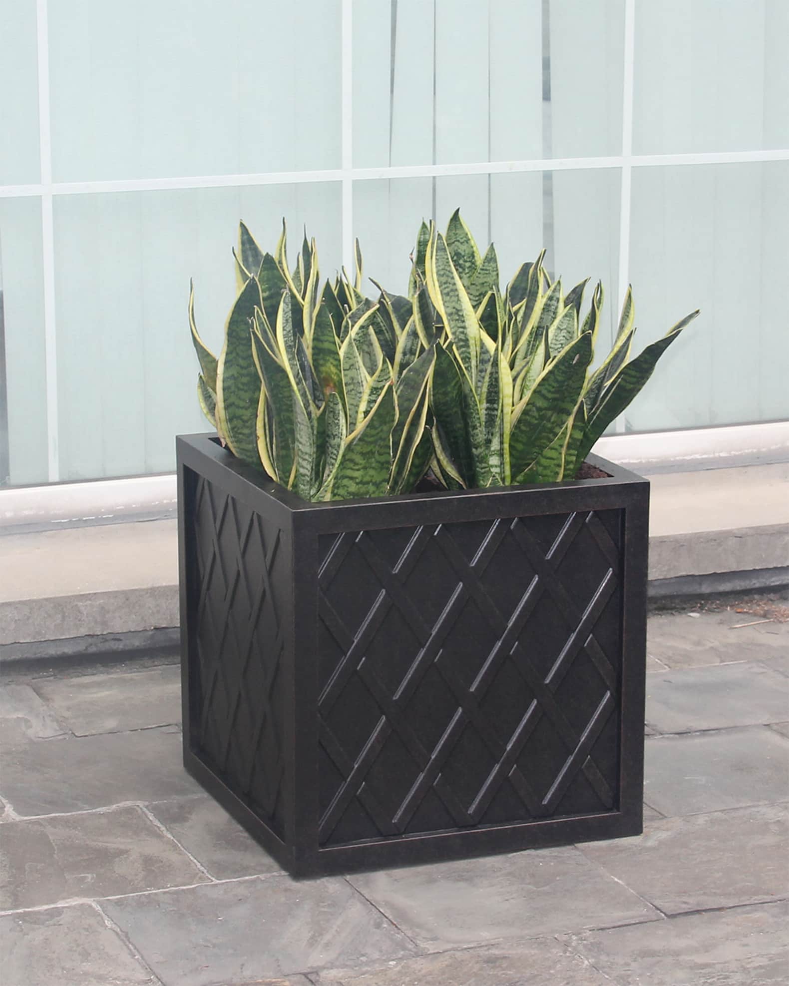 Hanamint Lattice Outdoor 18" Small Square Planter Box | Horchow